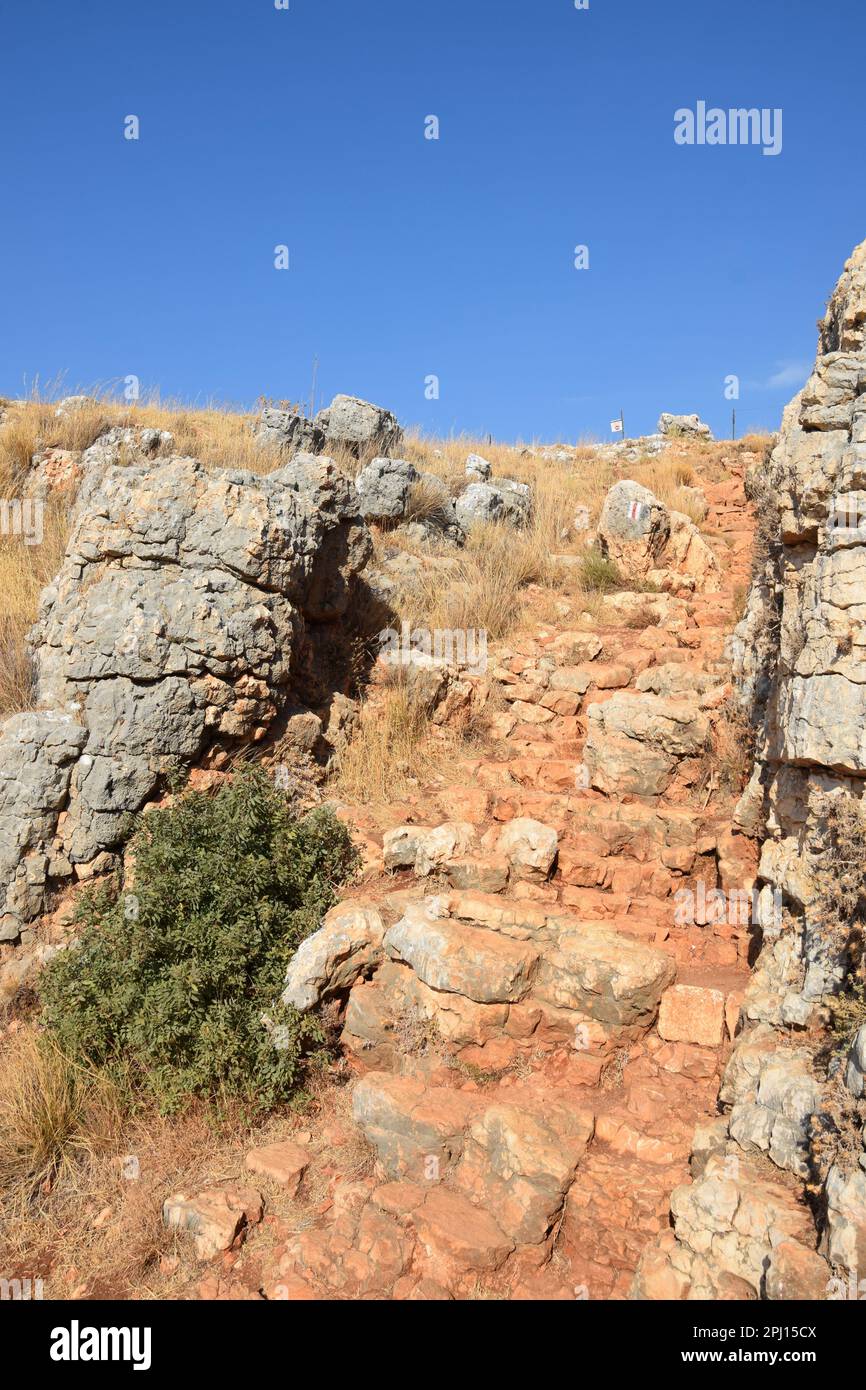 Hike along the Cliffs of Arbel Nature Reserve neat Tiberias and the Sea of Galilee, Israel Stock ...
