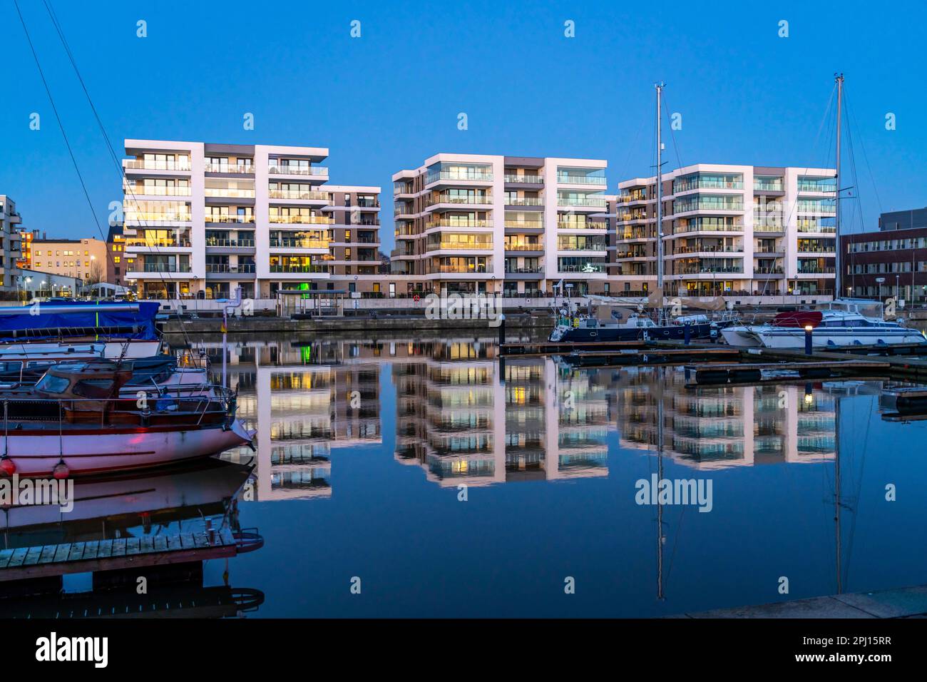 New harbour, harbour basin, harbour district, residential buildings ...