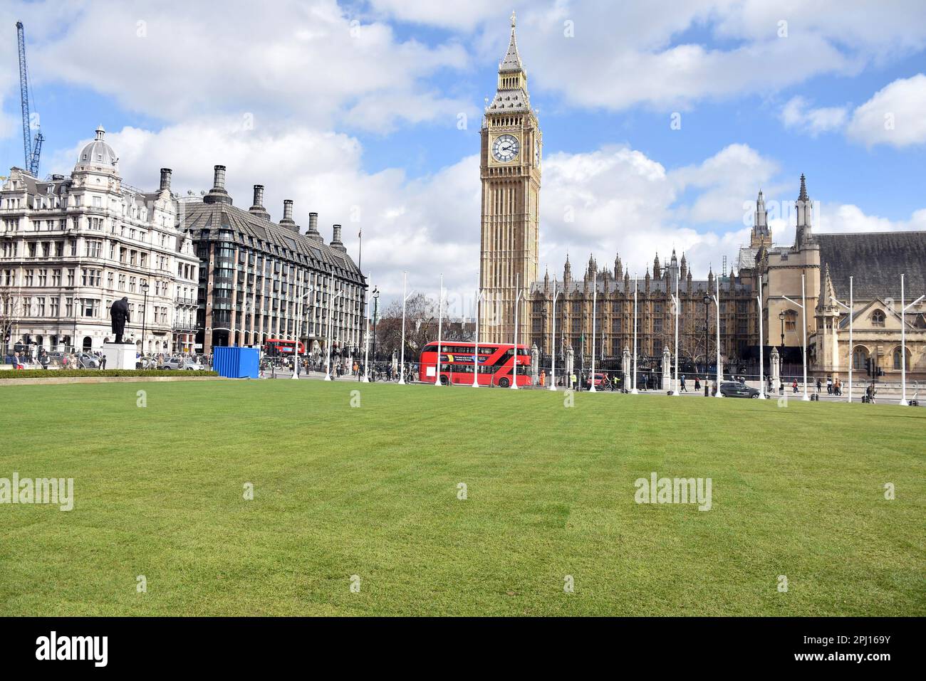 London, UK. 30th Mar, 2023. The lawn on Parliament Square opposite the ...
