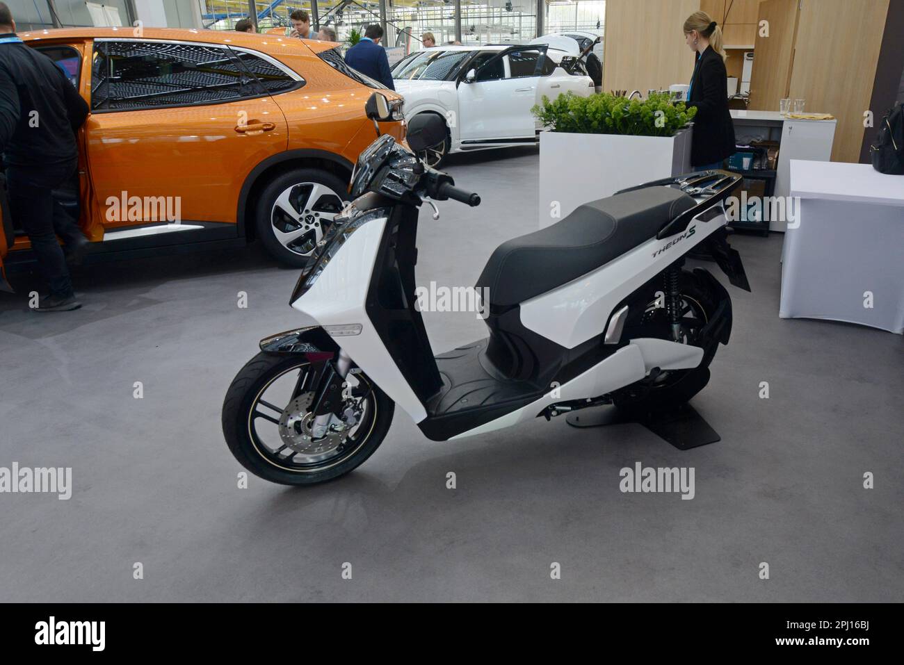 A Vietnamese built Vinfast electric scooter on display at the World of ...