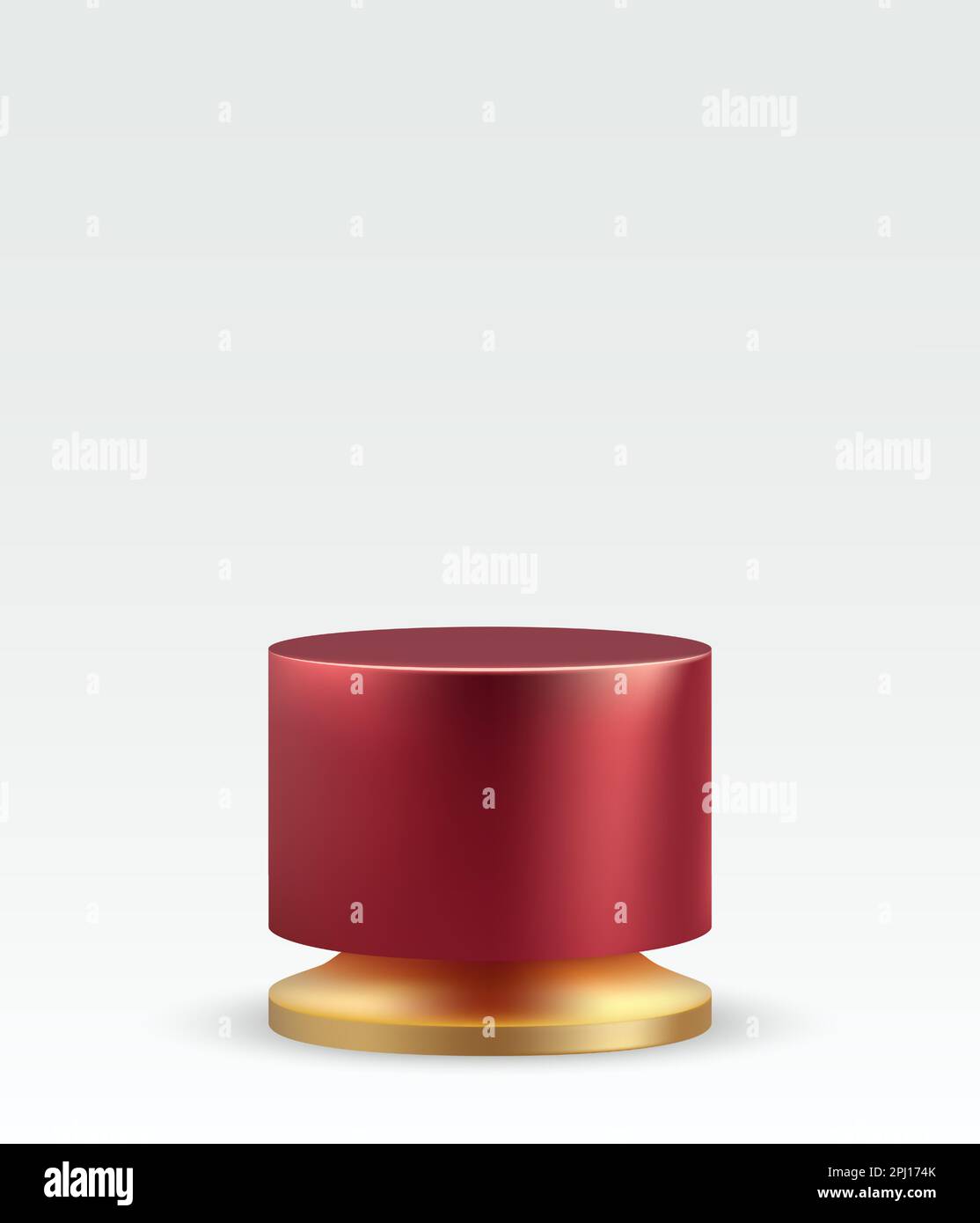 Realistic dark red and gold 3D cylinder podium.Luxury minimal stage for ...