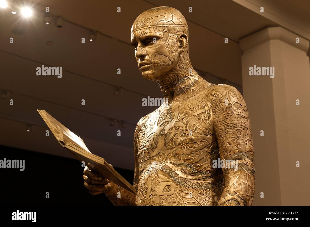 statue of a man reading Stock Photo - Alamy