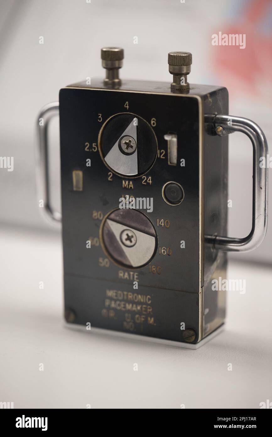 First external heart pacemaker Stock Photo - Alamy