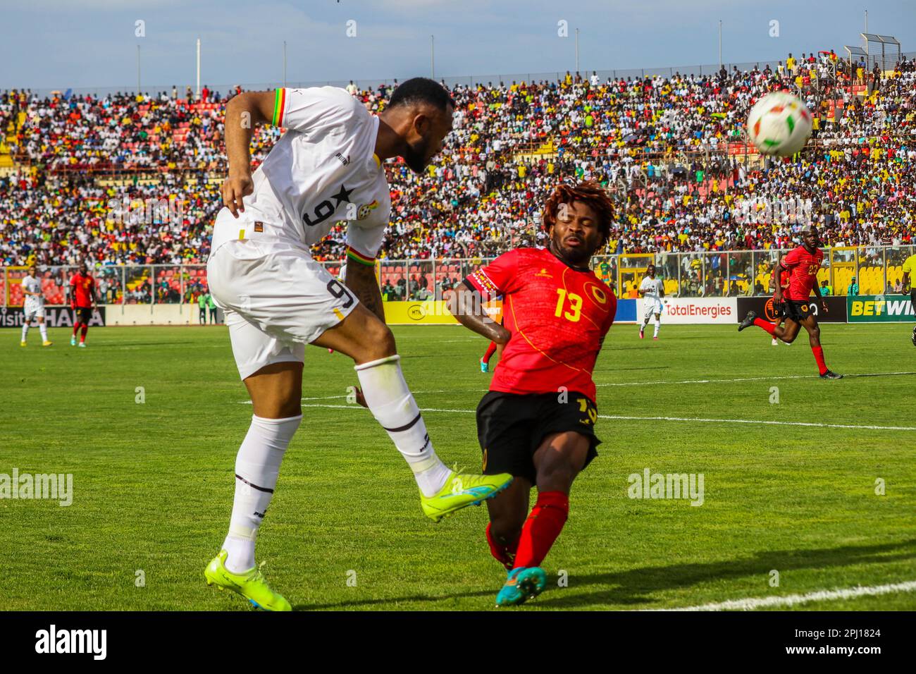 Jordan Ayew of Ghana and To Carneiro of Angola during the 2023 Africa ...
