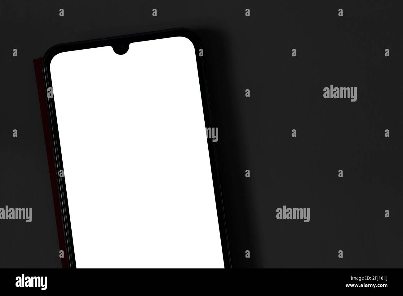 Touch screen phone with white screen on dark background close-up Stock ...