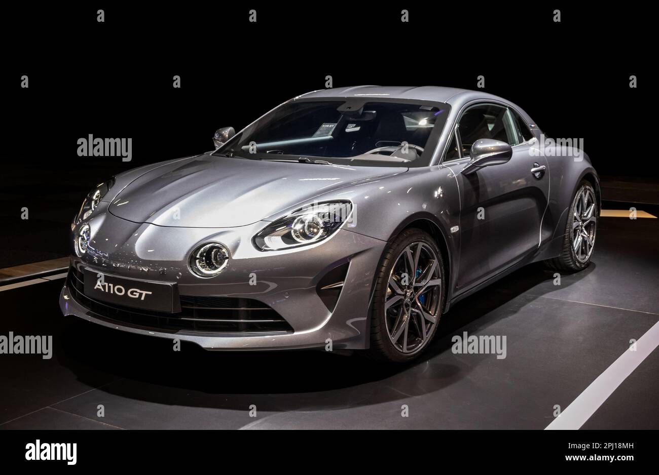 Alpine A110 GT Grand Touring Coupe sports car showcased at the Brussels ...