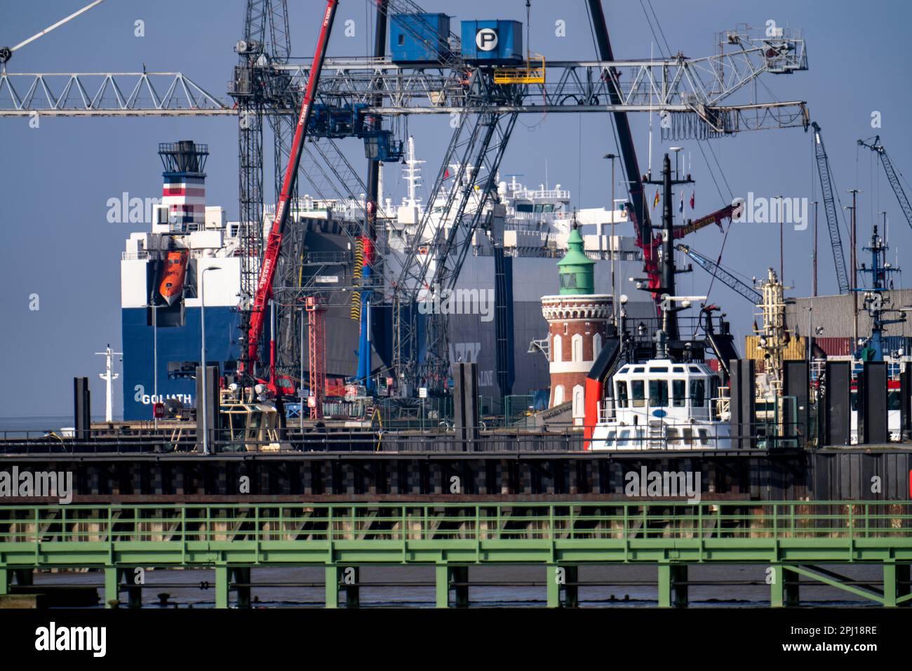 Car carrier ship, GOLIATH LEADER, at the general cargo terminal ...