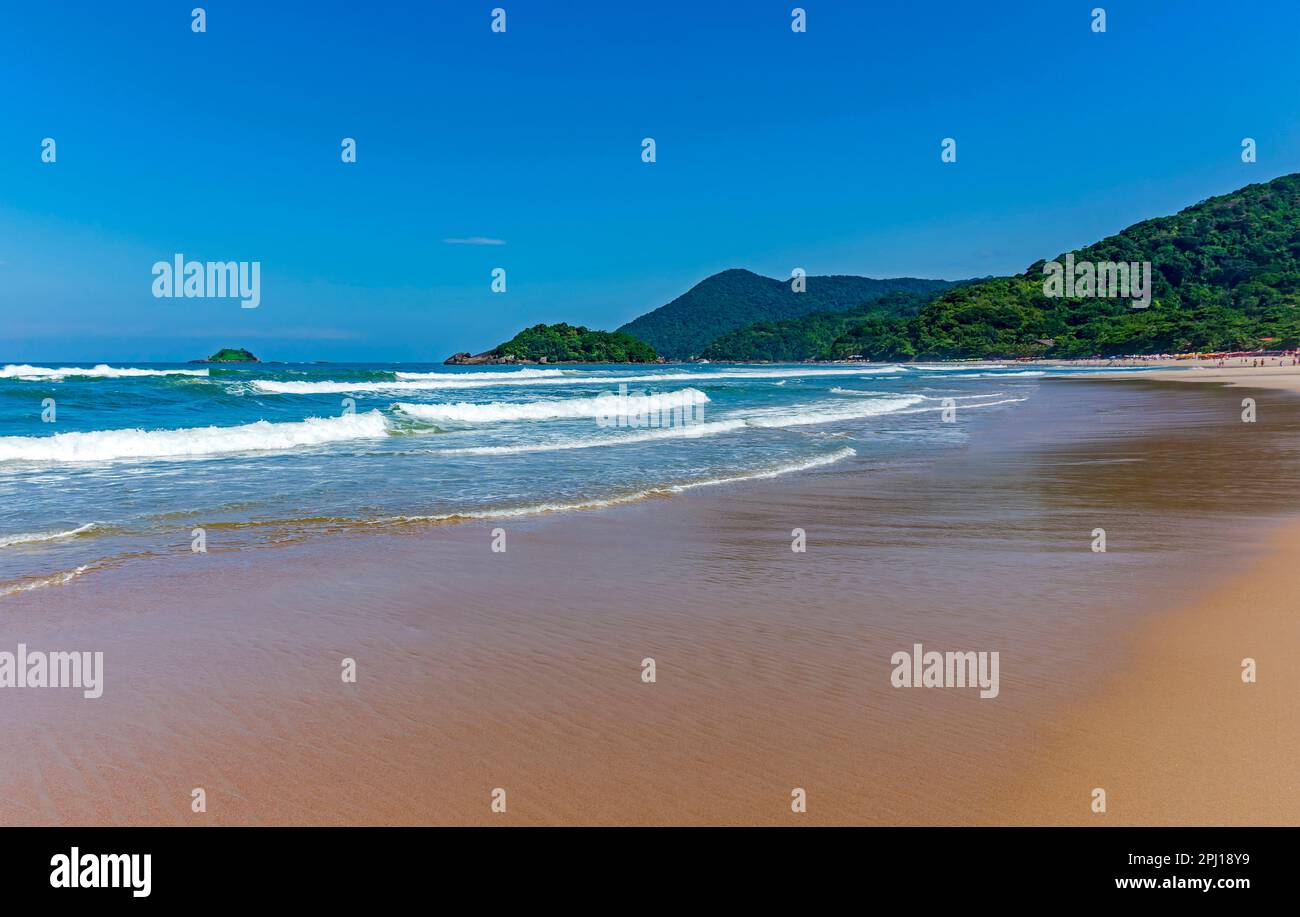 Paradise tropical beach surrounded by preserved rainforest and ...