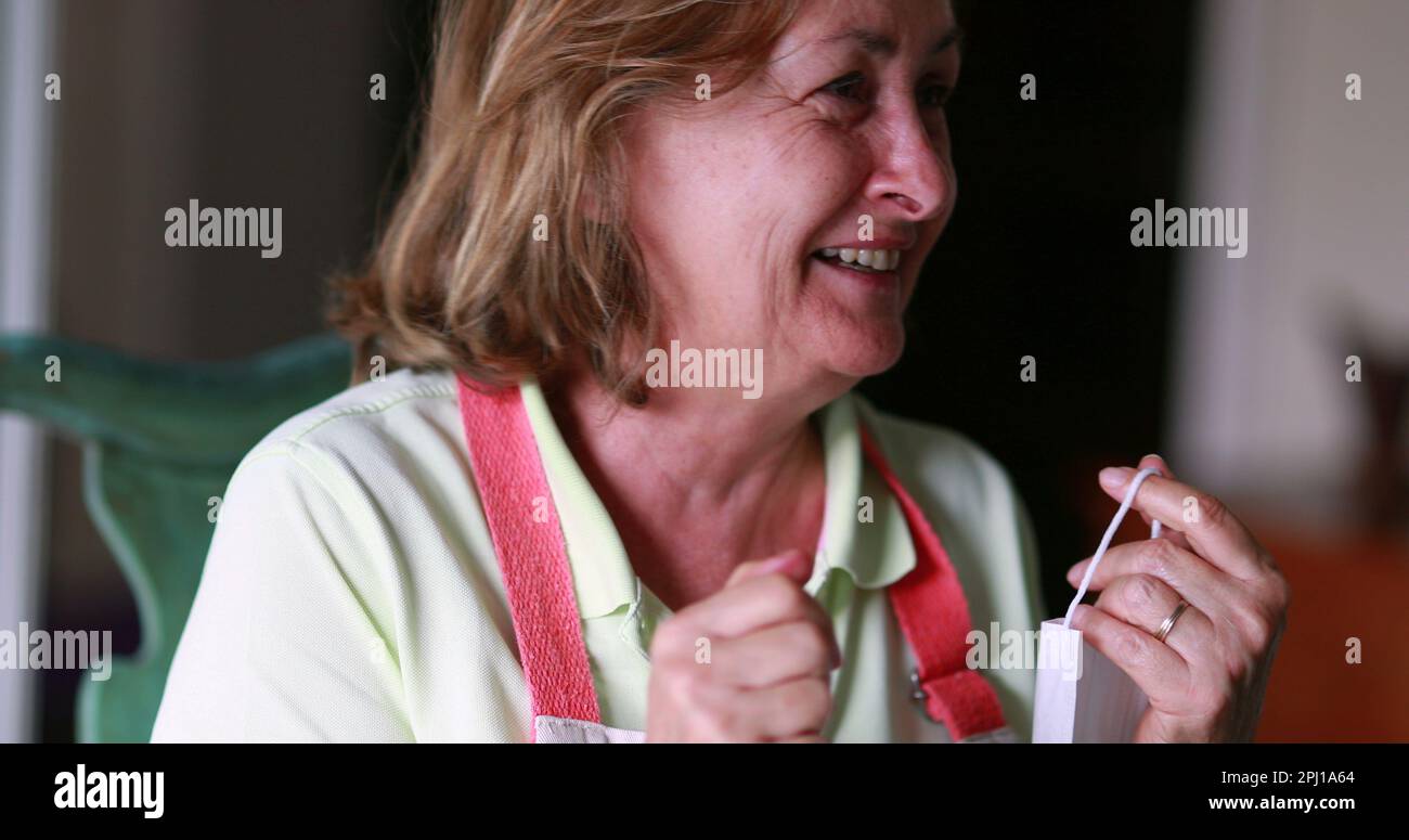 Older woman shock reaction with mood swings. Portrait of senior lady ...