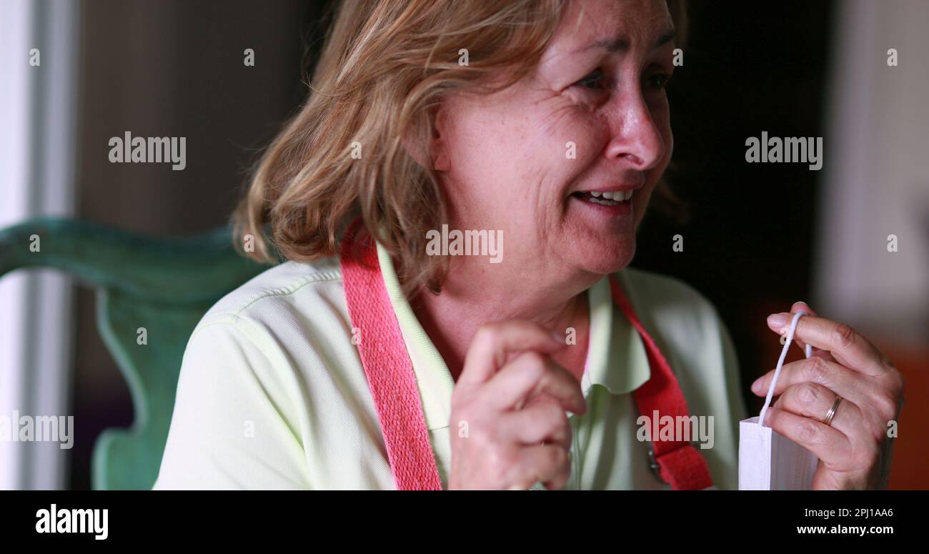 Older woman shock reaction with mood swings. Portrait of senior lady ...
