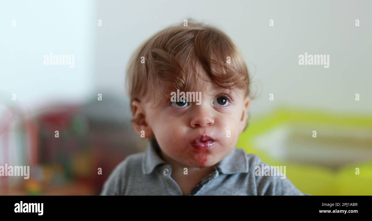Infant toddler chewing food hi-res stock photography and images - Alamy