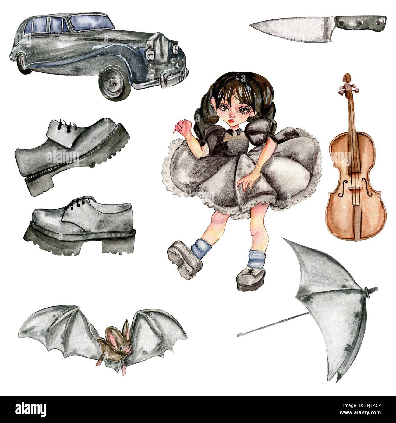 Wednesday addams cartoon Cut Out Stock Images & Pictures - Alamy