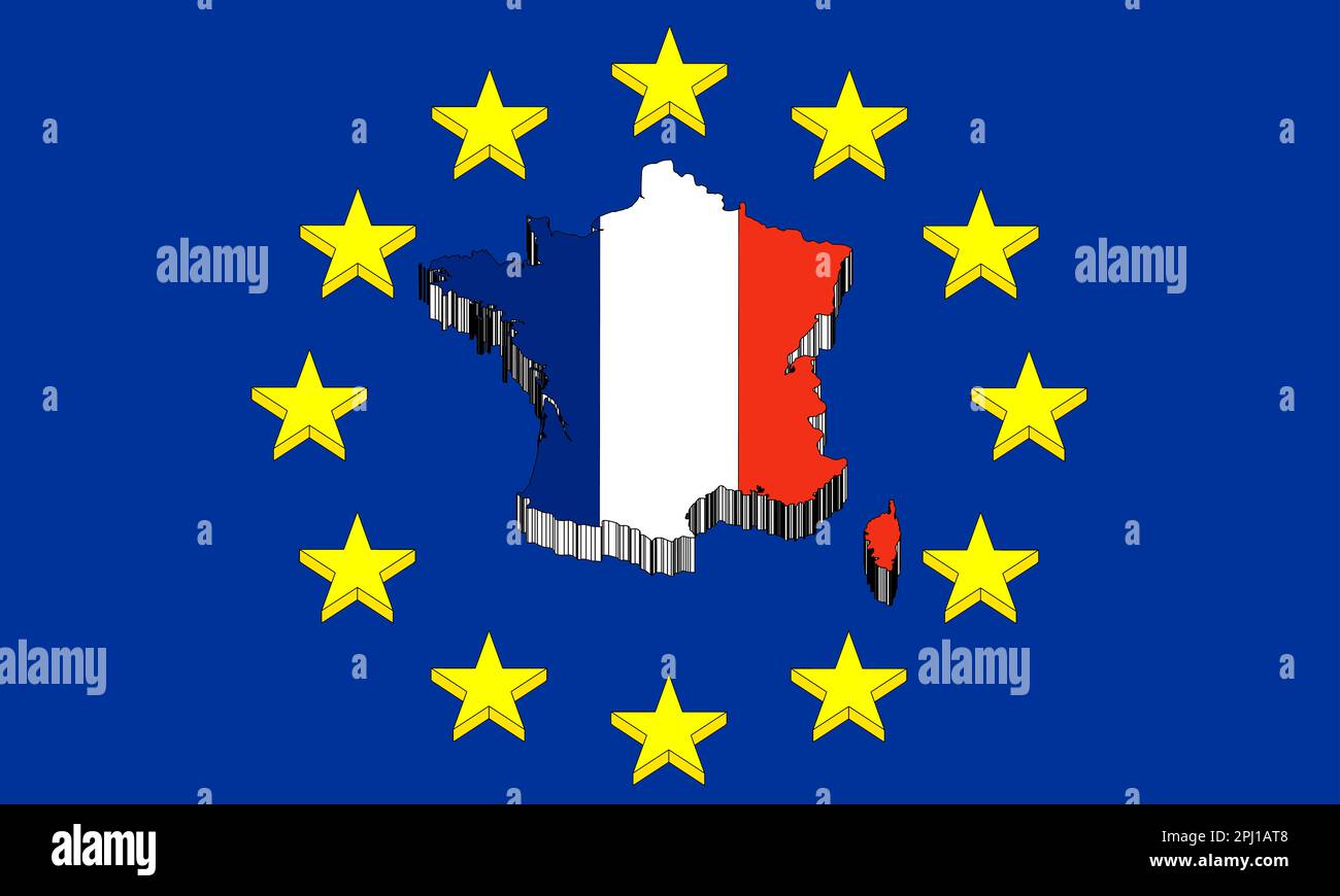 france, the silhouette of france and the tricolor flag with stars ...