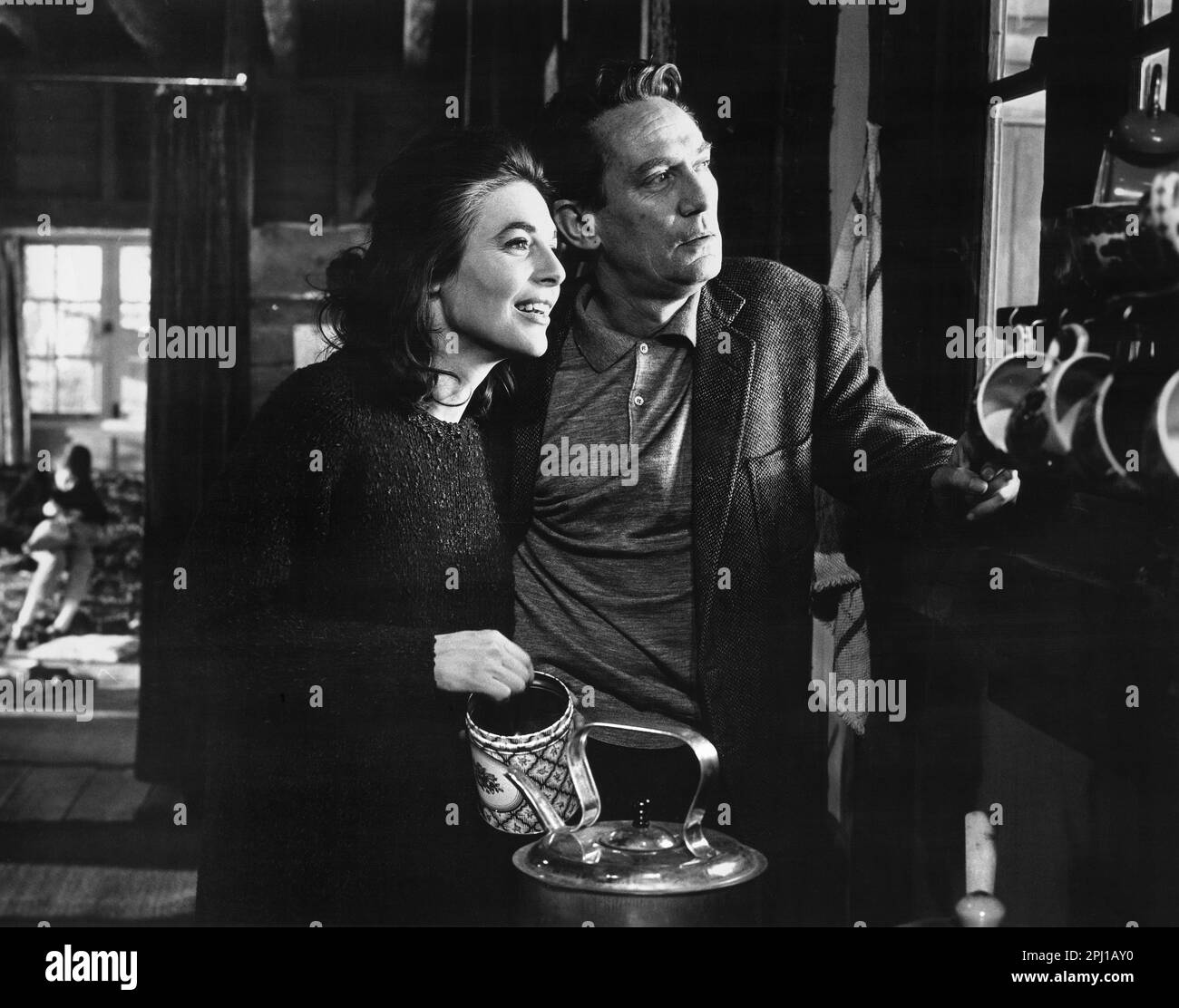 Anne Bancroft, Peter Finch, on-set of the British Film, "The Pumpkin ...