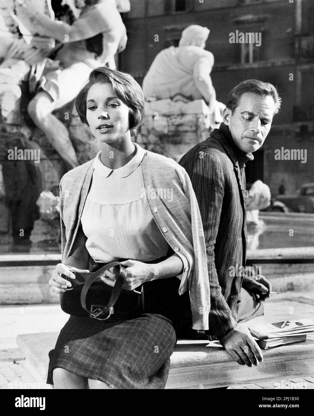 Elsa Martinelli, Charlton Heston, on-set of the Film, "The Pigeon That ...