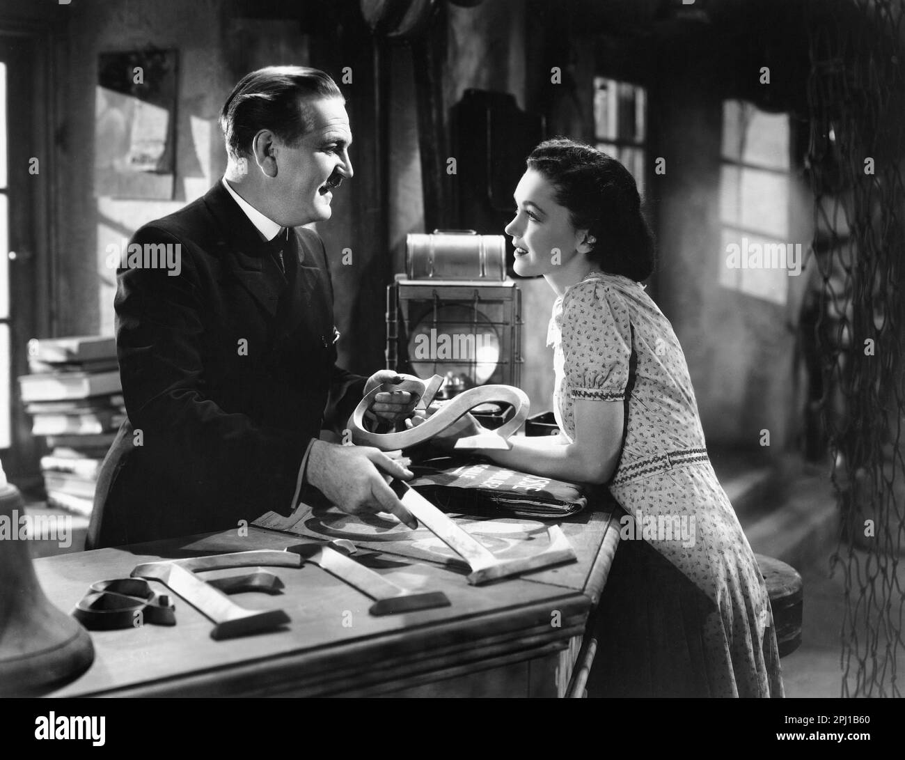 Frank Morgan, Maureen O'Sullivan, on-set of the Film, "Port Of Seven Seas", MGM, 1938 Stock ...