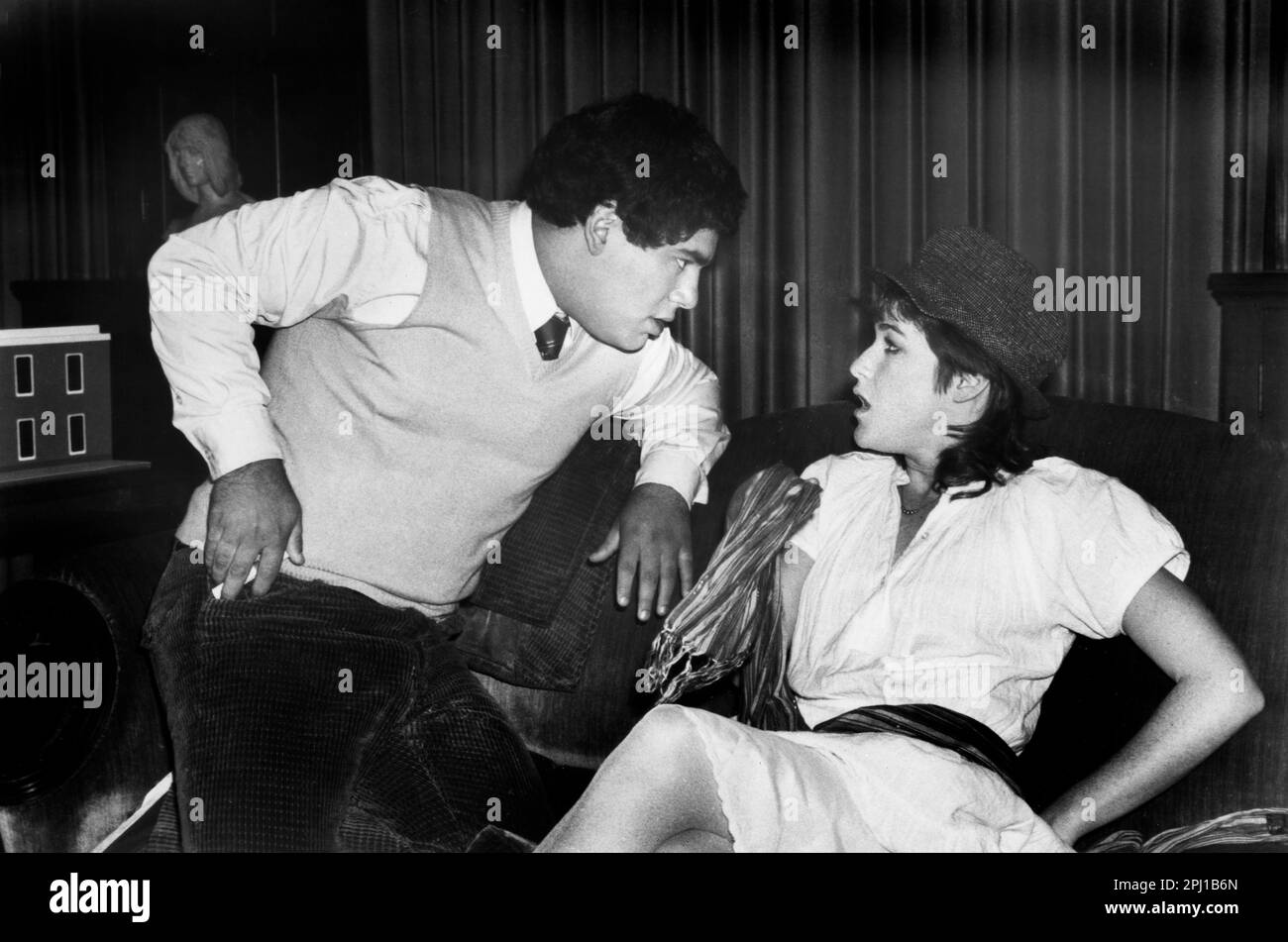 Michael Zorek, Kathleen Wilhoite, on-set of the Film, "Private School", Universal Pictures, 1983 ...