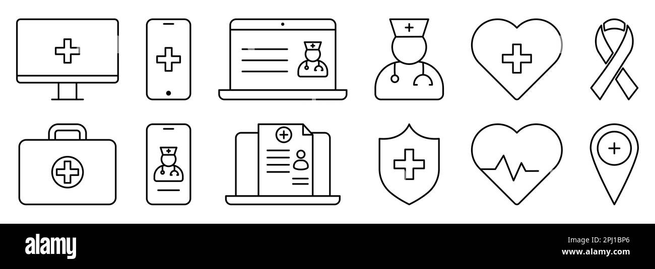 Digital health line icons. Design can use for web and mobile app ...