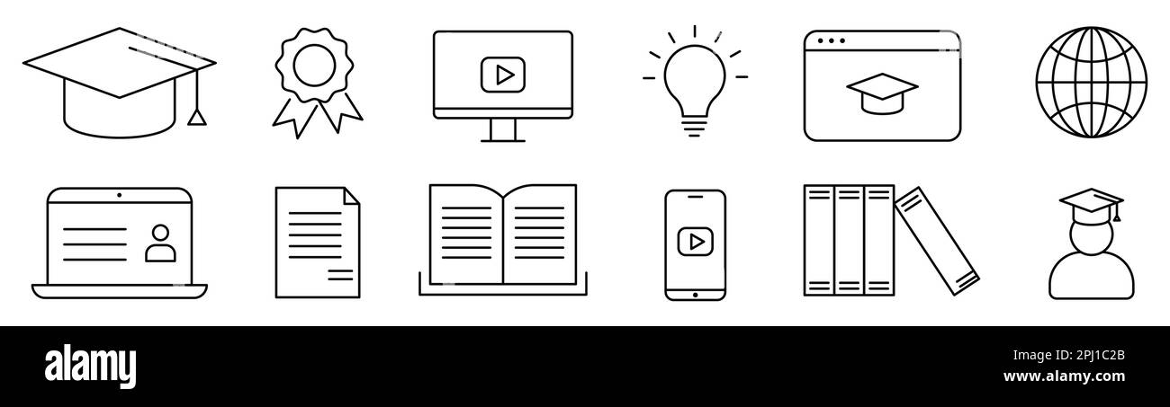 Education line icons set. Vector illustration isolated on white ...