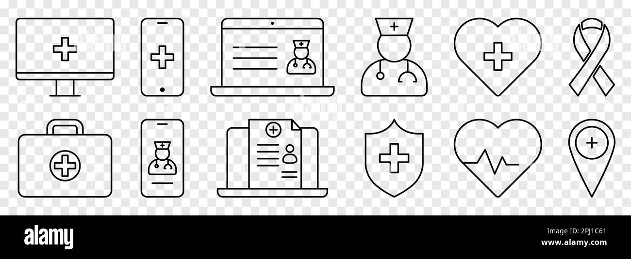 Healthcare and medicine line icons set. Vector line icons isolated on ...