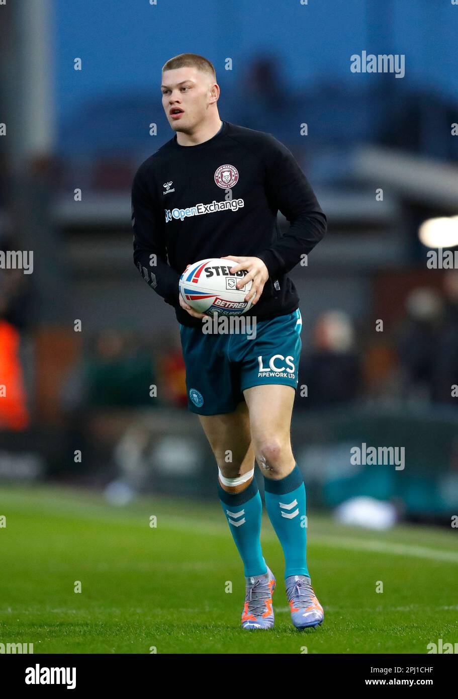 Wigan Warriors' Jai Field warming up before the Betfred Super League ...