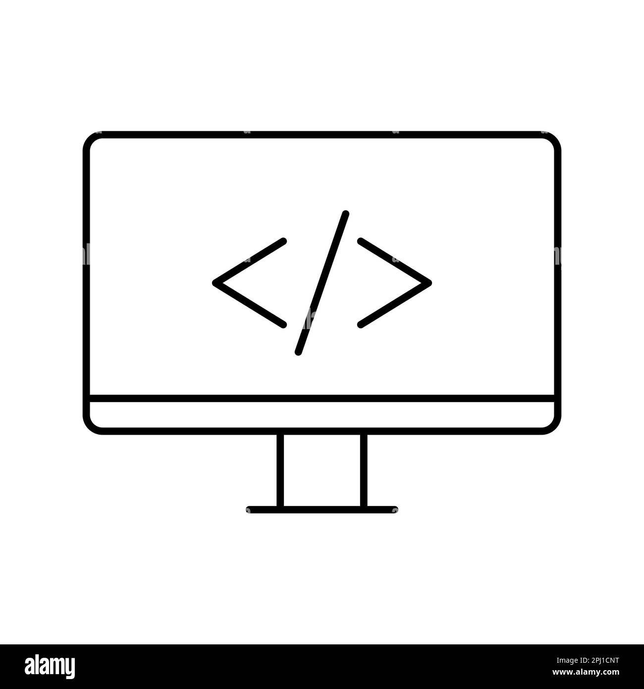 Web coding on monitor showing software development. Vector illustration ...