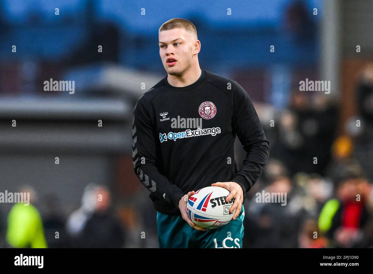 Morgan Smithies #13 of Wigan Warriors during pre match warm up ahead of ...