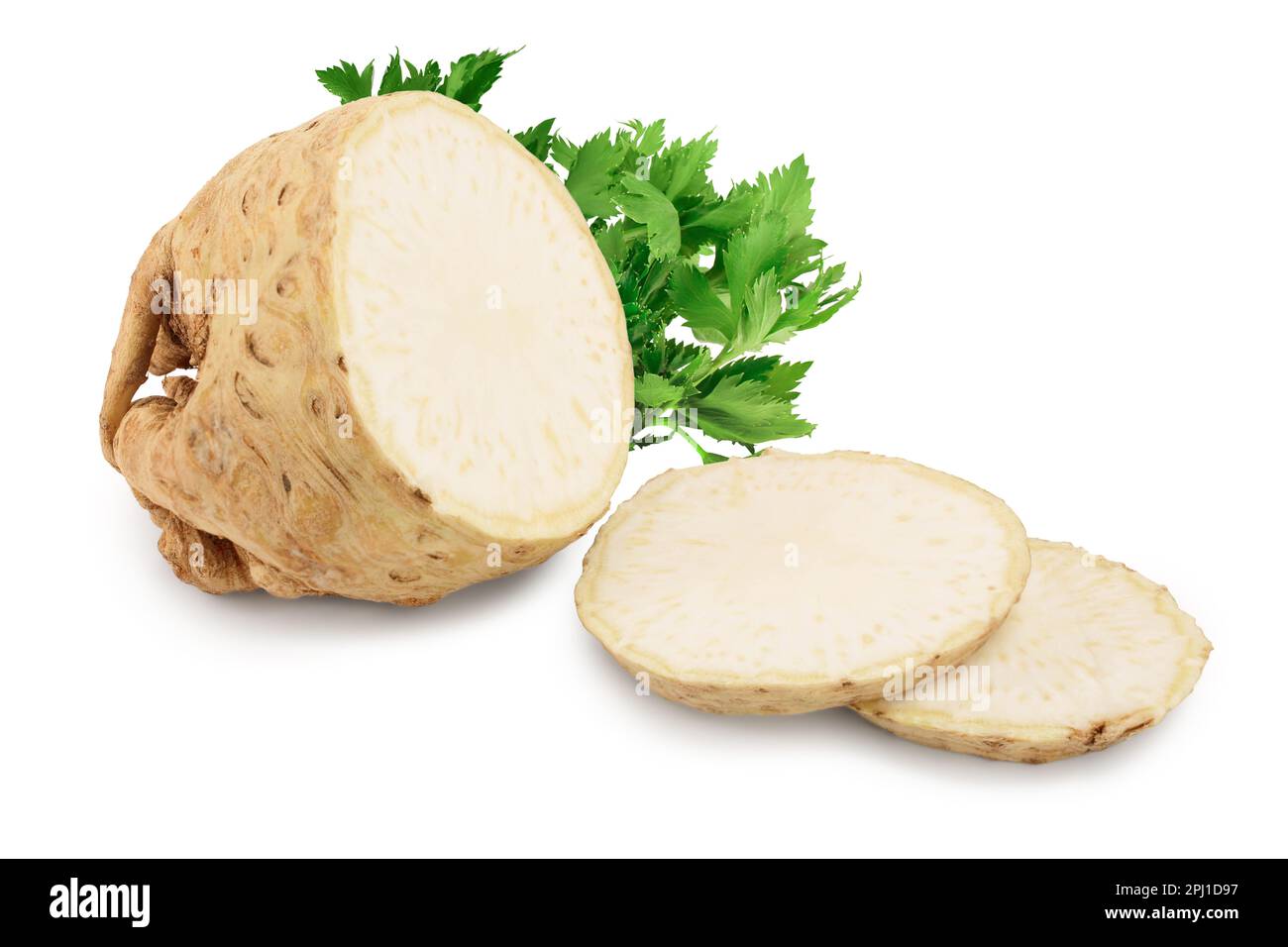 Fresh celery root half isolated on white background Stock Photo - Alamy