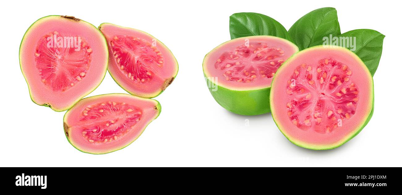 Guava fruit slices isolated on white background with full depth of ...