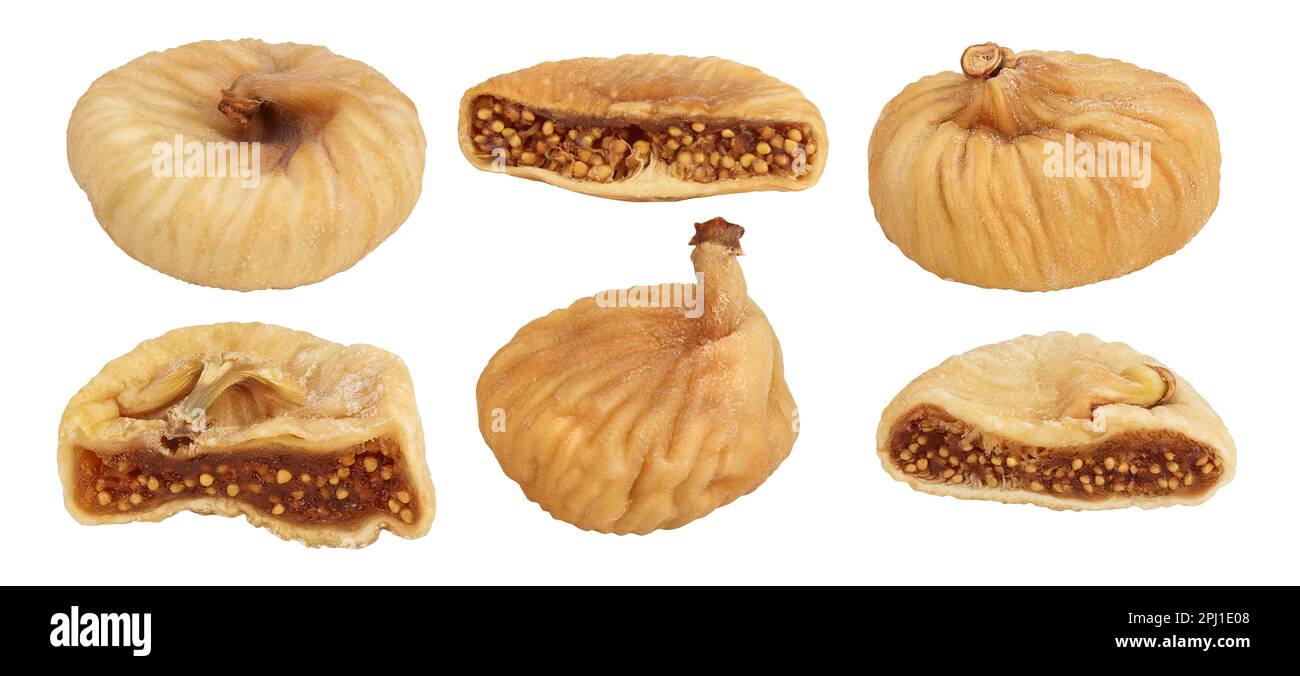 dried fig isolated on white background with full depth of field. Top ...
