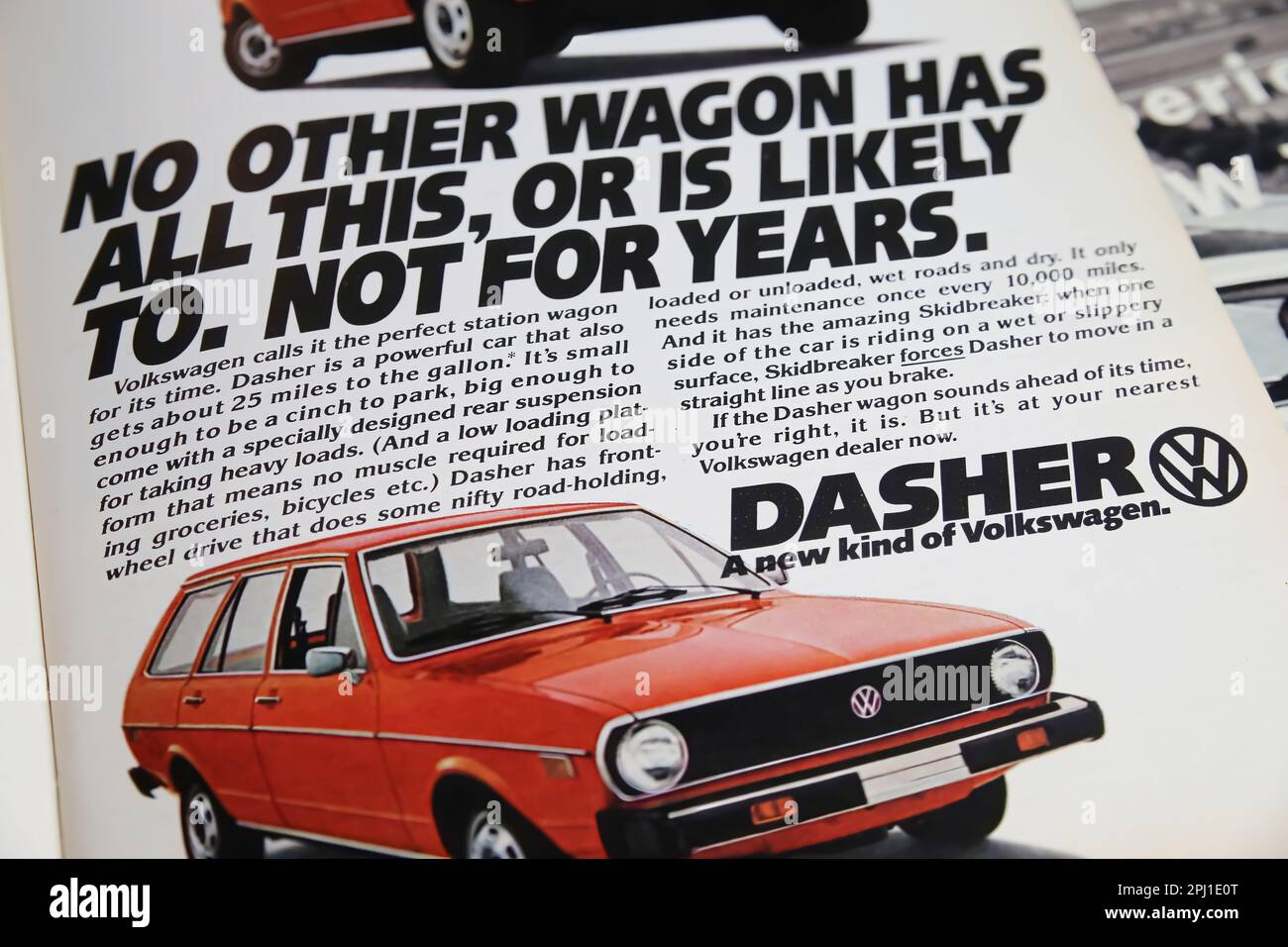 Viersen, Germany - March 9. 2023: Closeup of american car magazine with advertising of ...