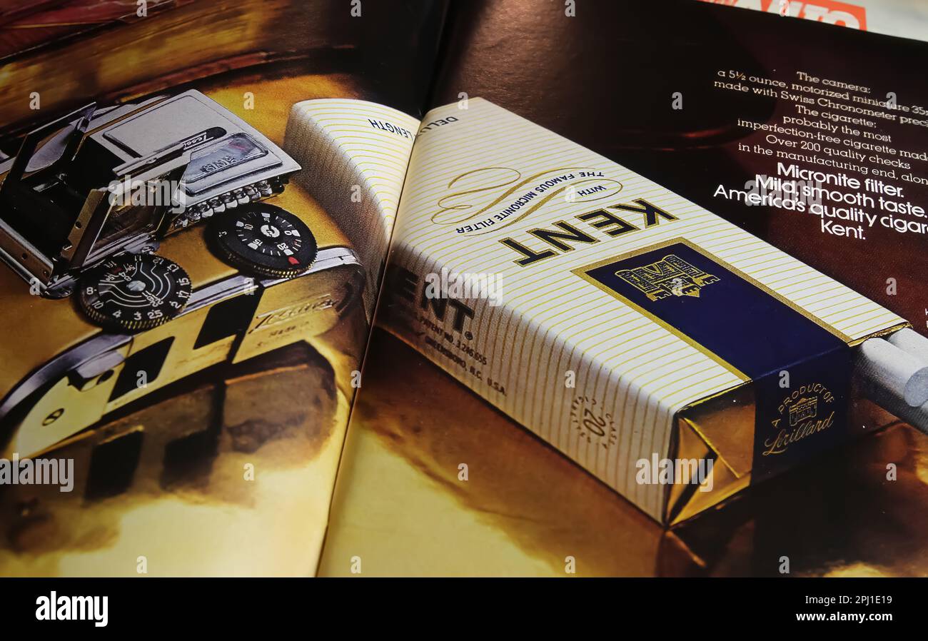 Viersen, Germany - March 9. 2023: Closeup of Kent cigarettes ...