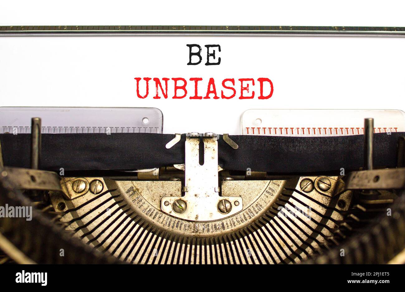 Be unbiased symbol. Concept words Be unbiased typed on white paper on ...