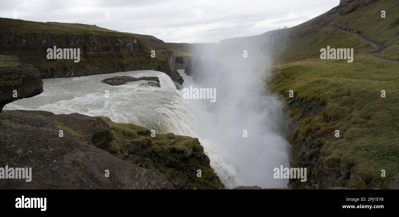 Gullfoss consists on two waterfalls with a total height of 31 meters ...