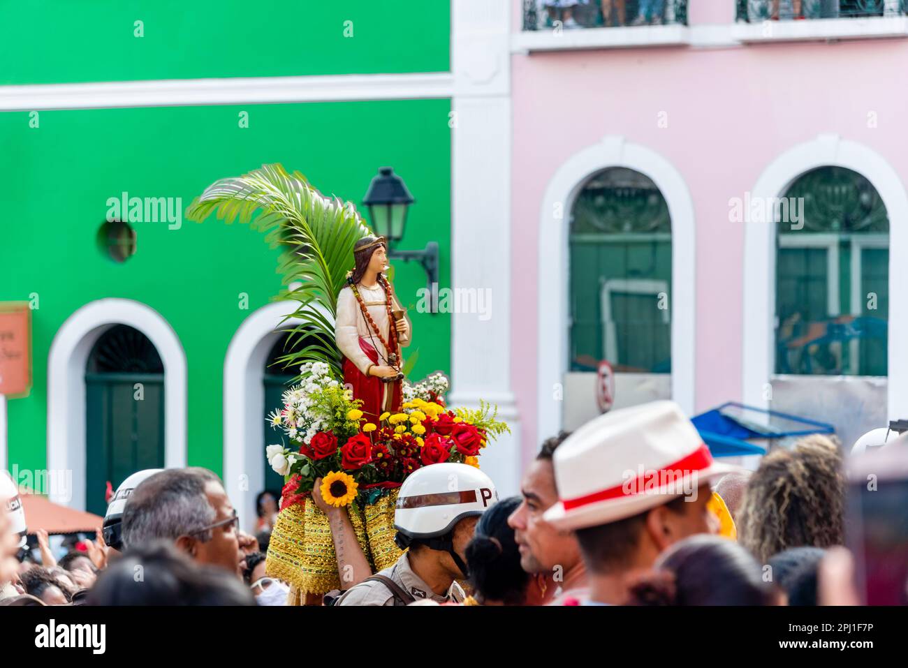 Salvador, Bahia, Brazil - December 04, 2022: Catholic faithful pay ...