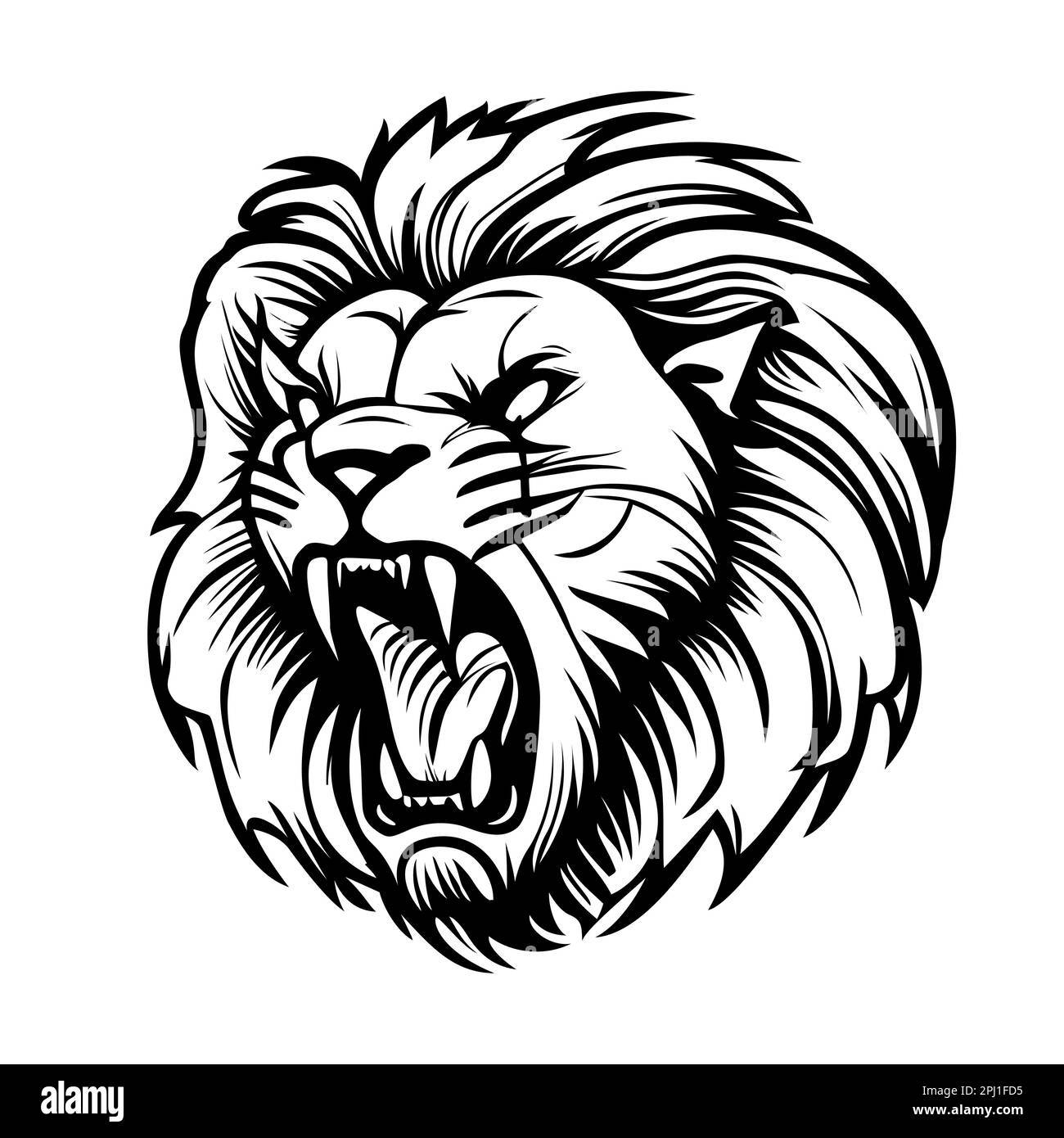 Lion head logo design. Abstract silhouette of a lion head. Evil face of ...