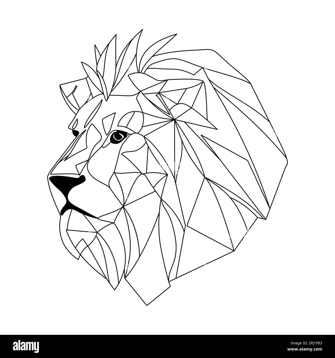 Lion logo design. Abstract black polygon lion head. Calm lion face ...