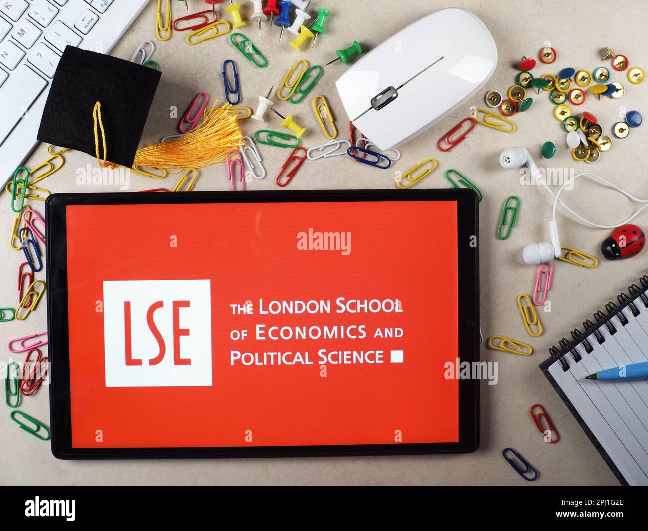 In this photo illustration, The London School of Economics and Political Science (LSE) logo seen ...