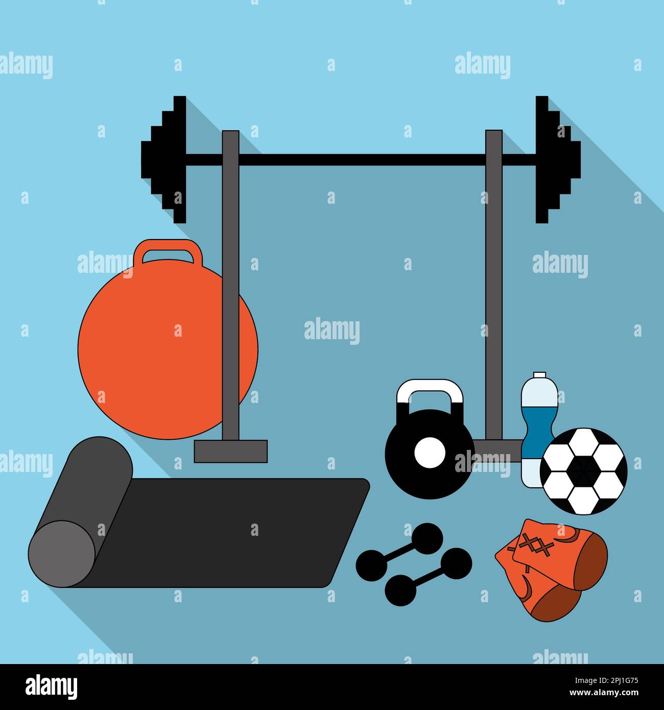 Concept of different sports objects in flat design with shadows Stock ...