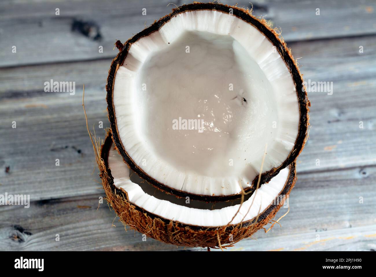 Coconut fruit cocoanut (Cocos nucifera) of the palm tree family ...