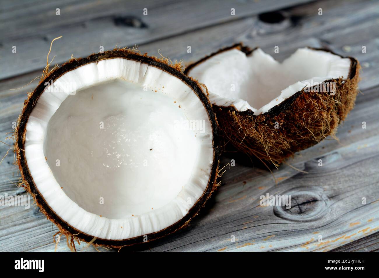 Coconut fruit cocoanut (Cocos nucifera) of the palm tree family ...