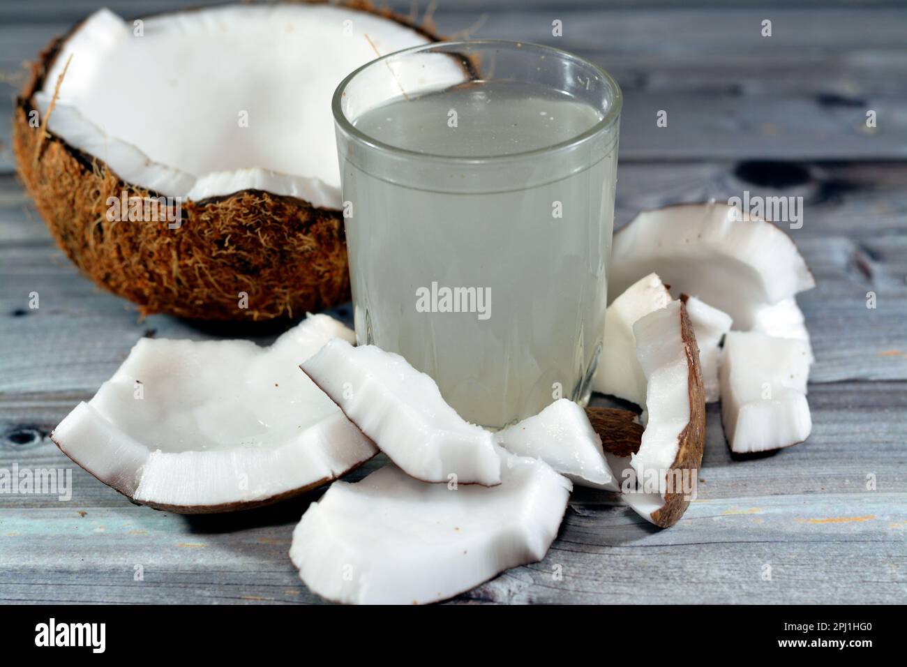 Coconut fruit cocoanut (Cocos nucifera) of the palm tree family ...