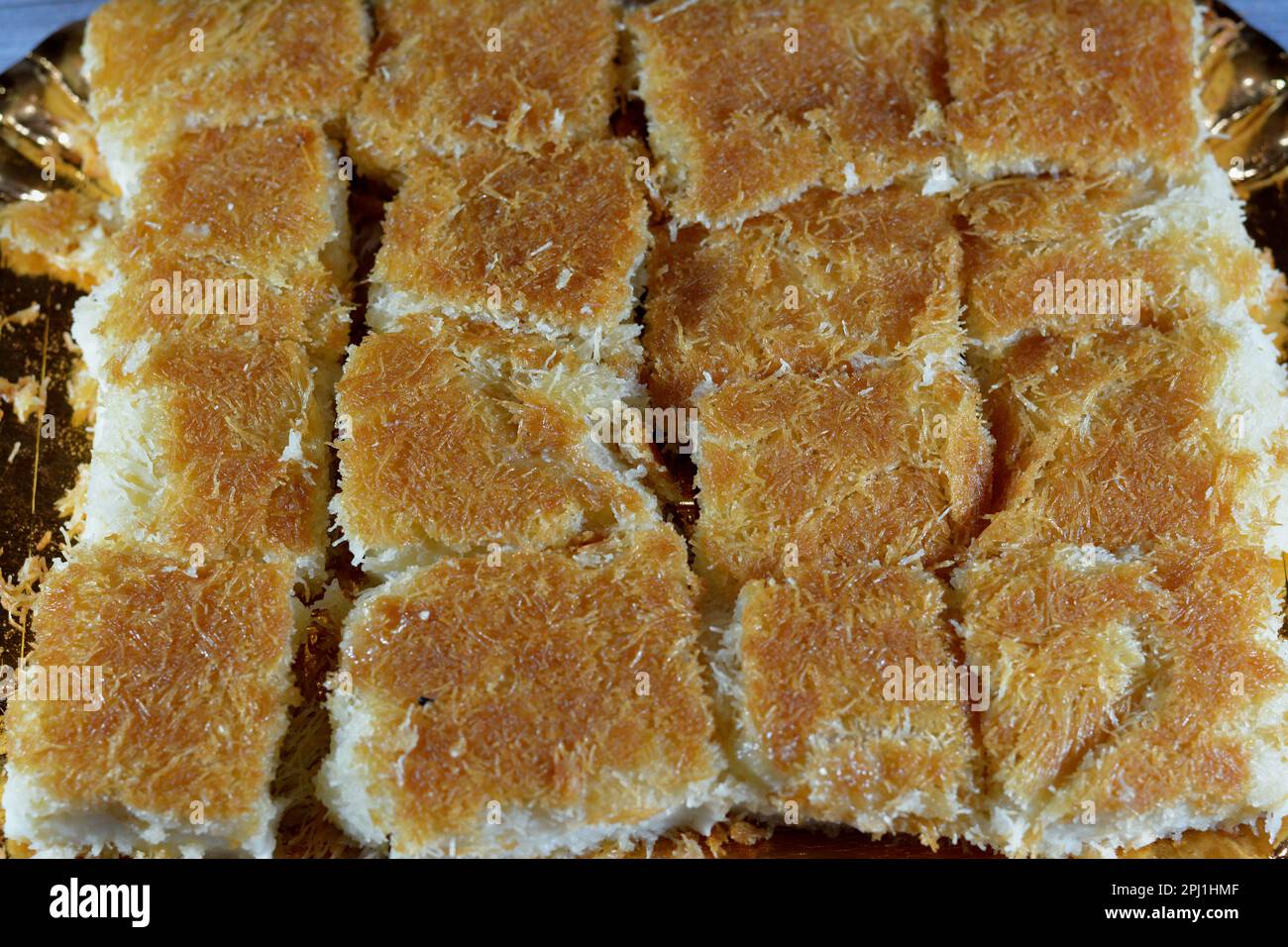 A traditional middle eastern dessert Knafeh Konafa made with spun ...