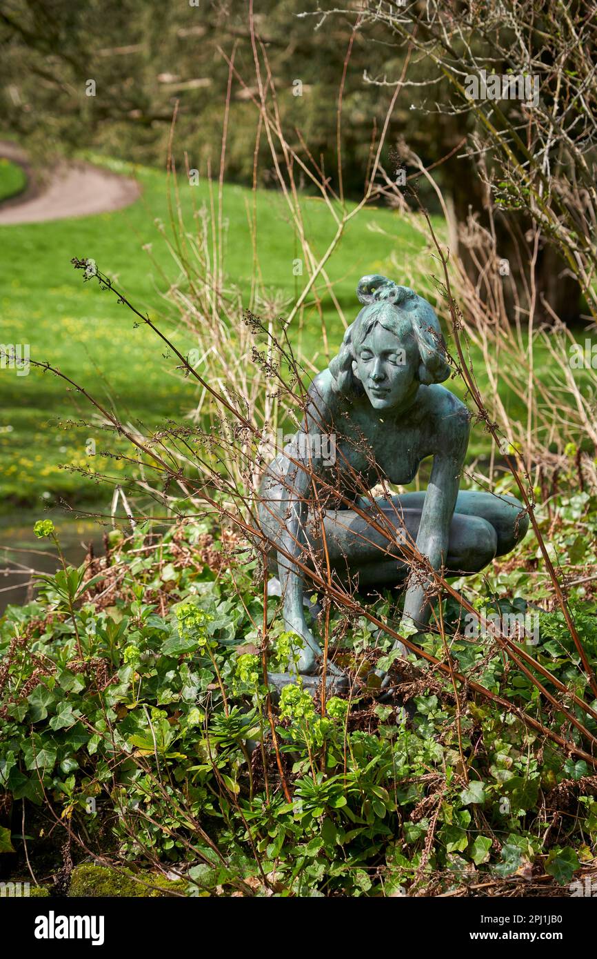 John Gibson's statue of a nymph in the gardens of St Fagans Castle, St ...