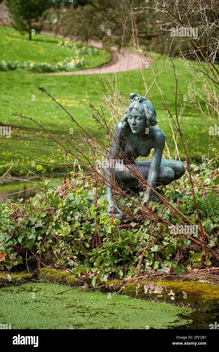 John Gibson's statue of a nymph in the gardens of St Fagans Castle, St ...
