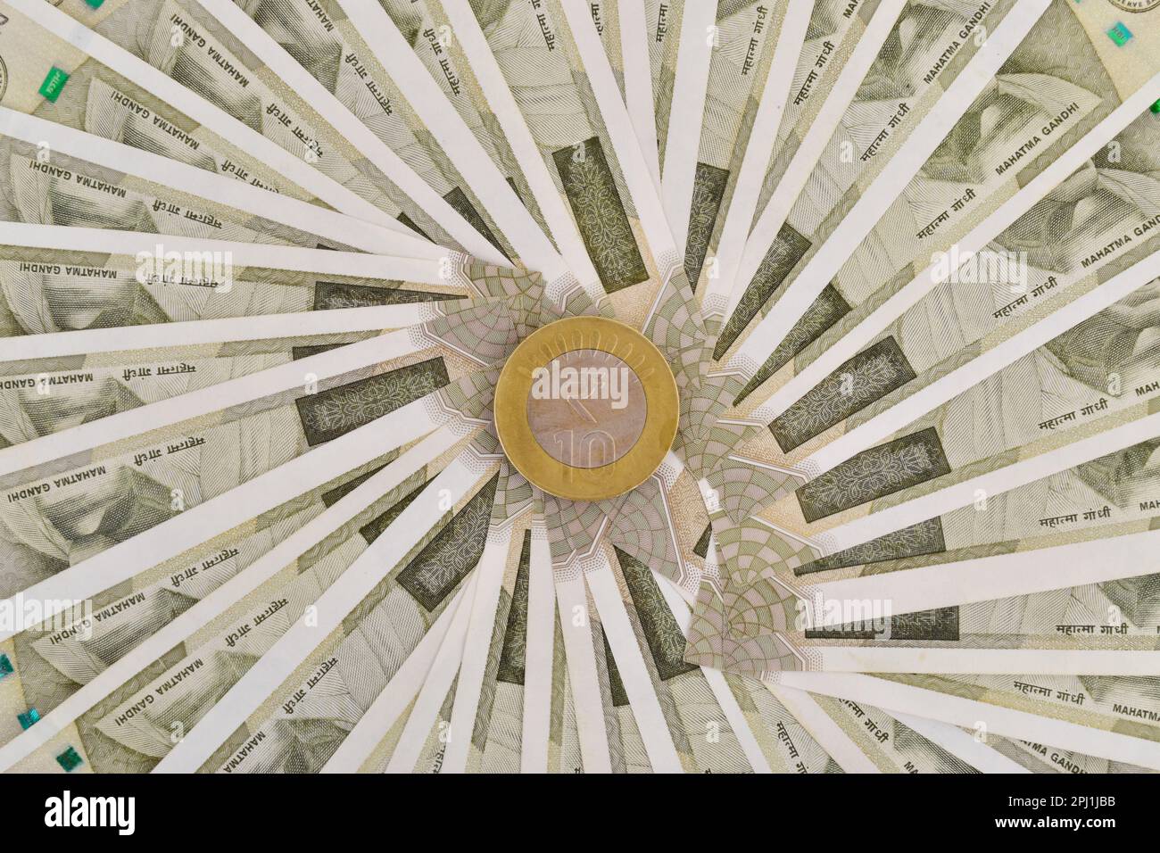 Top view of indian currency money texture background Stock Photo - Alamy