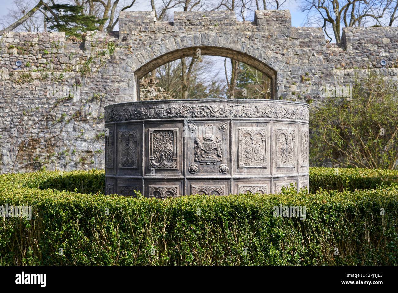 Lead cistern outside St Fagans Castle, St Fagans Museum of History. One ...