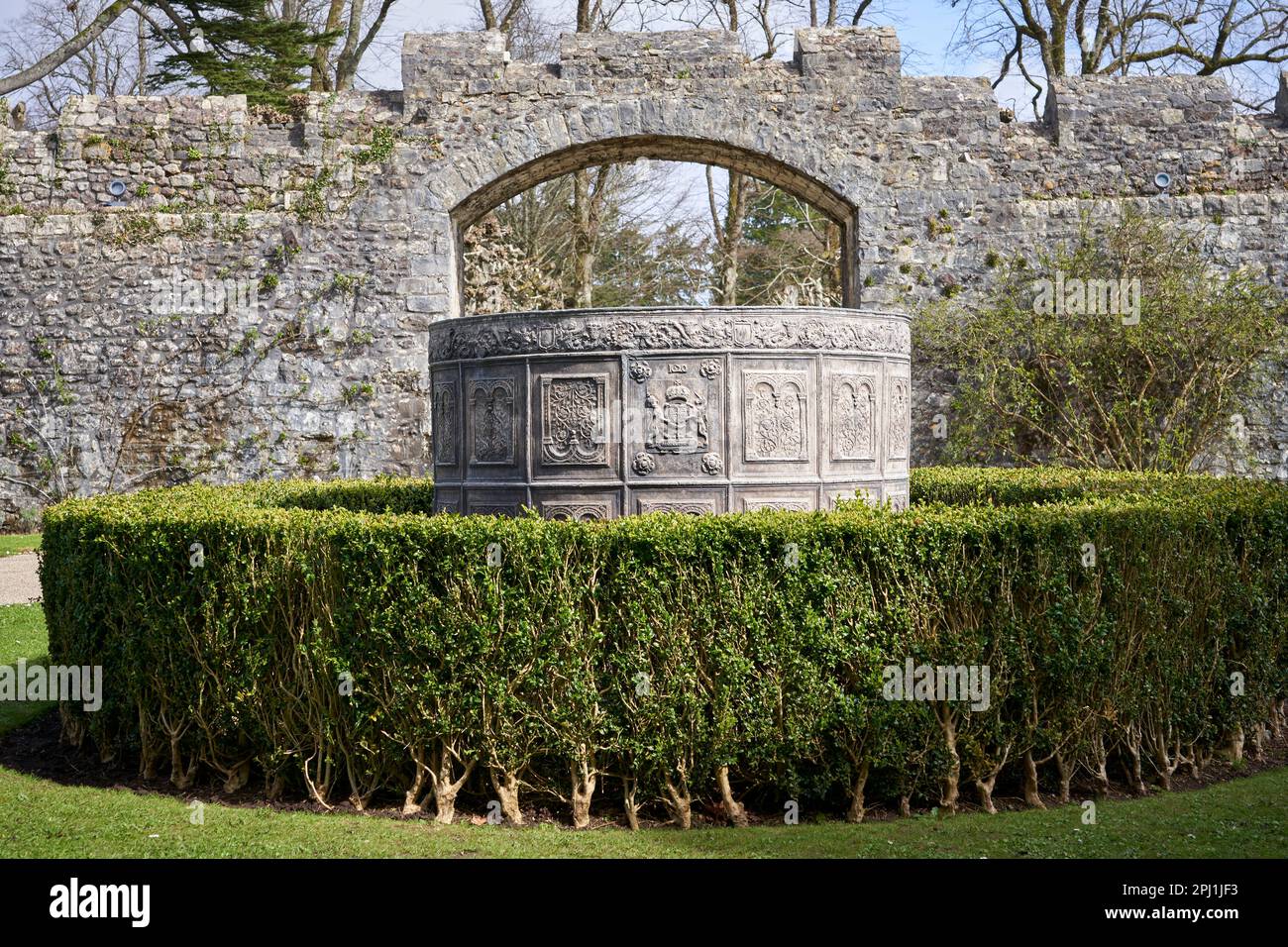 Lead cistern outside St Fagans Castle, St Fagans Museum of History. One ...