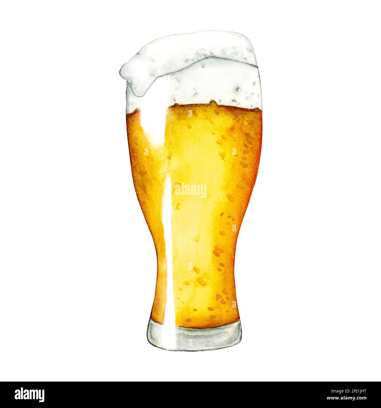 Glass of beer, hop and leaves. Watercolor hand drawn painting ...