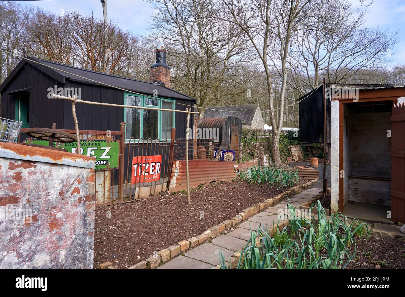 Back garden and outside toilet, part of the Rhyd-y-car terrace of iron ...